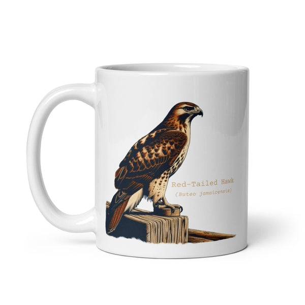 Red-Tailed Hawk White Glossy Mug - Bird Fluff | Apparel and Gifts for ...