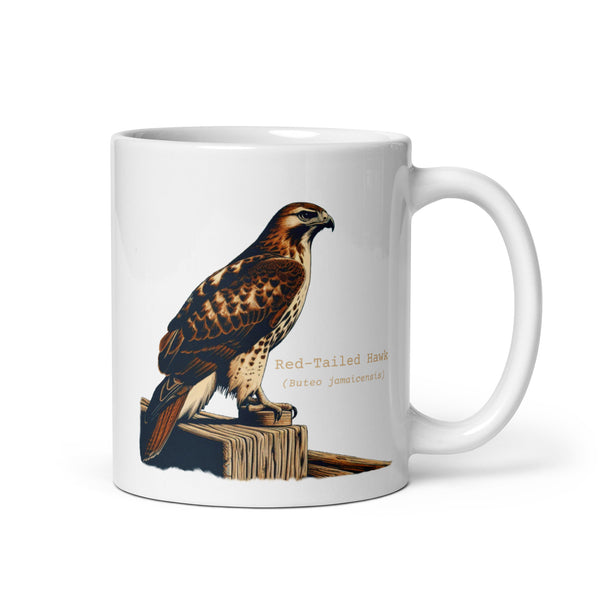 Red-Tailed Hawk White Glossy Mug - Bird Fluff | Apparel and Gifts for ...